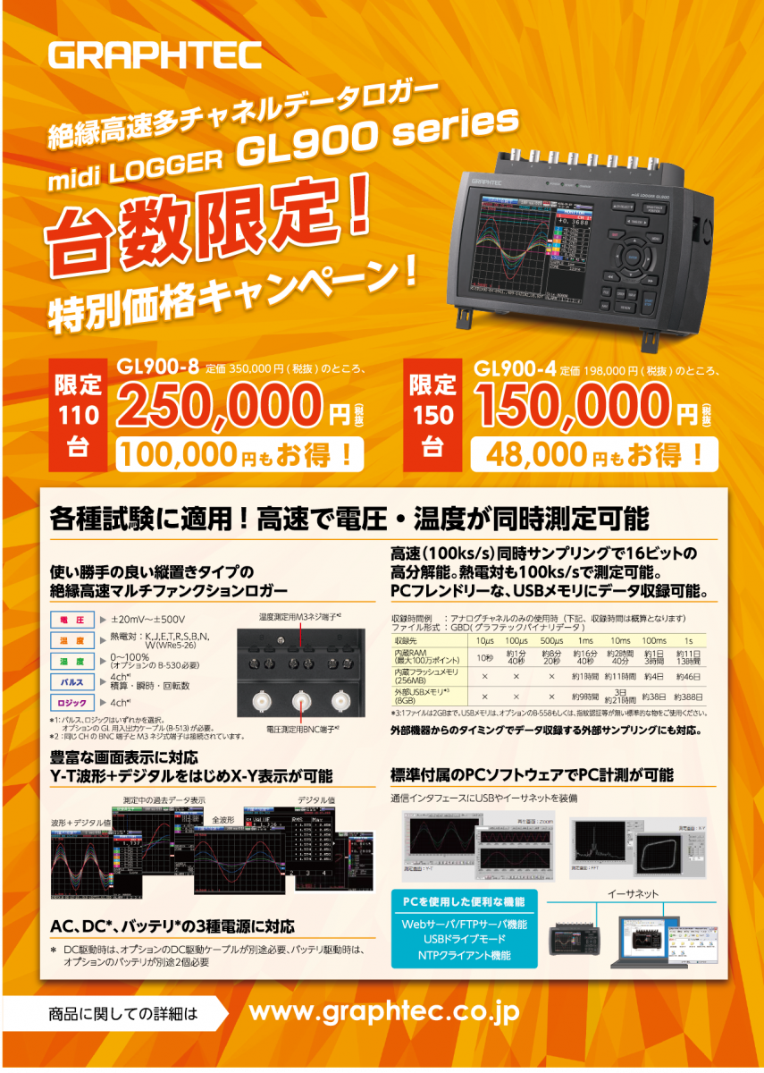 【レコーダと】 GL900-8型 データロガー 測定の森 PayPayモール店 - 通販 - PayPayモール タイプ
